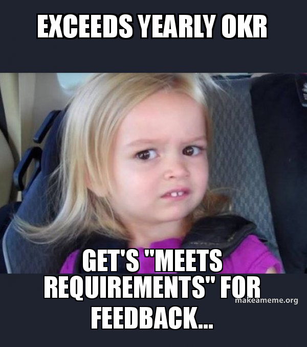 Exceeds Yearly OKR Get's "Meets Requirements" for feedback... - Side ...