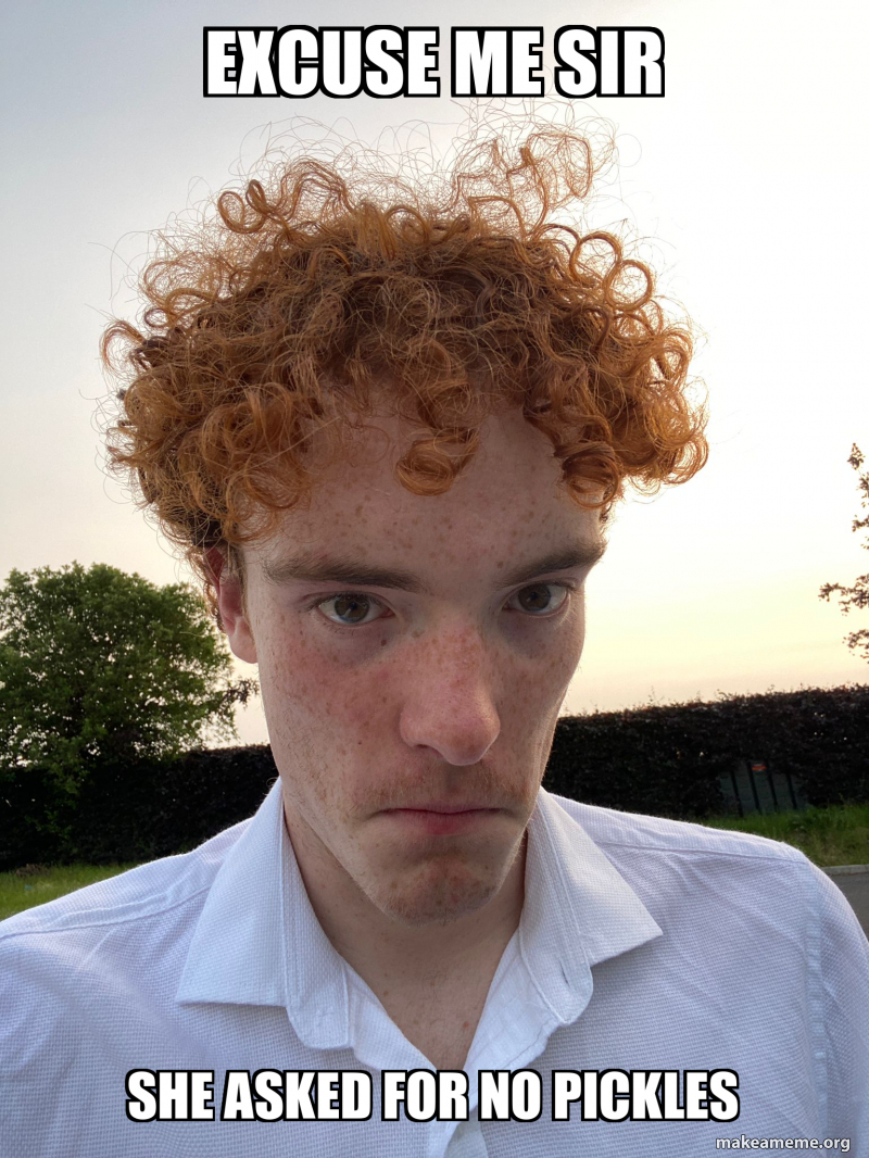 Excuse me sir She asked for no pickles Meme Generator