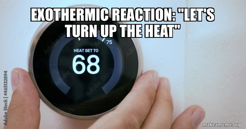exothermic reaction: "Let's turn up the heat" Meme Generator