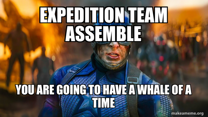 Expedition team assemble You are going to have a whale of a time Meme Generator