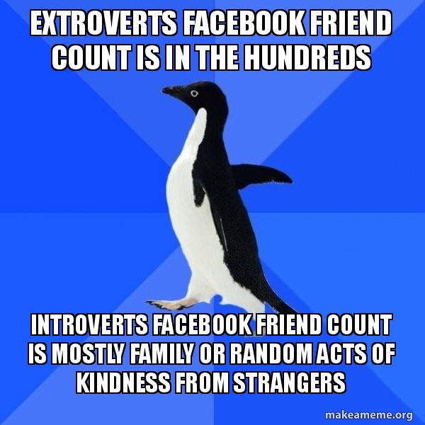 extroverts facebook friend count is in the hundreds introverts facebook ...