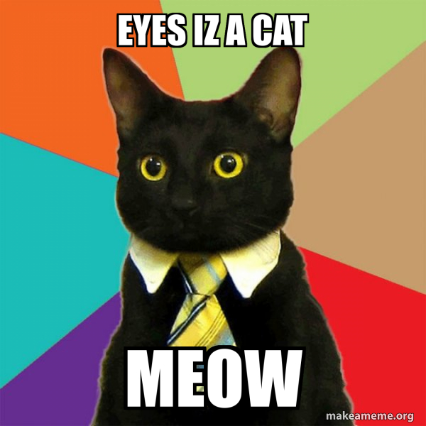 eyes iz a cat meow - Business Cat Meme Generator