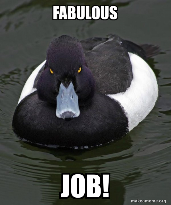 fabulous job! - Revenge Duck ( Angry Advice Duck ) Meme Generator