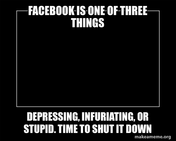 Facebook is one of three things Depressing, INFURIATING, or stupid ...