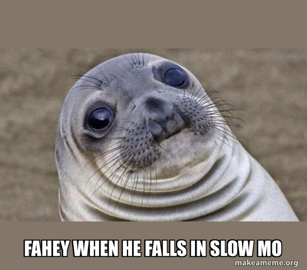 fahey when he falls in slow mo - Squeamish Seal Meme Generator