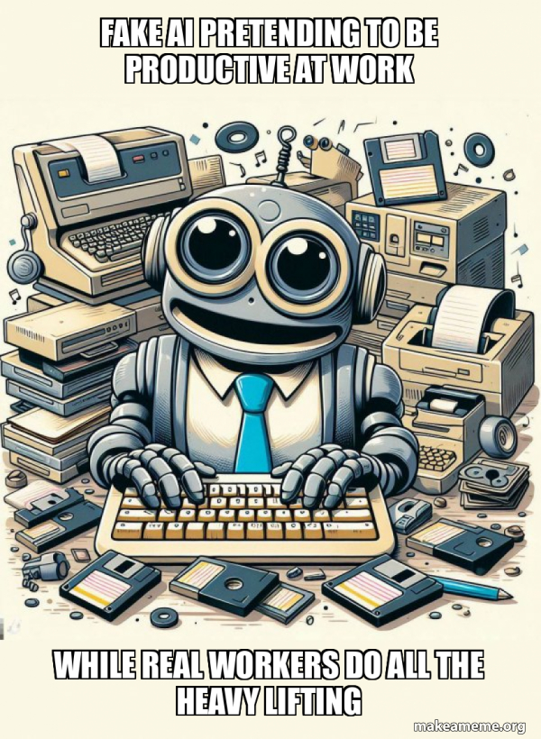 Fake AI pretending to be productive at work While real workers do all ...