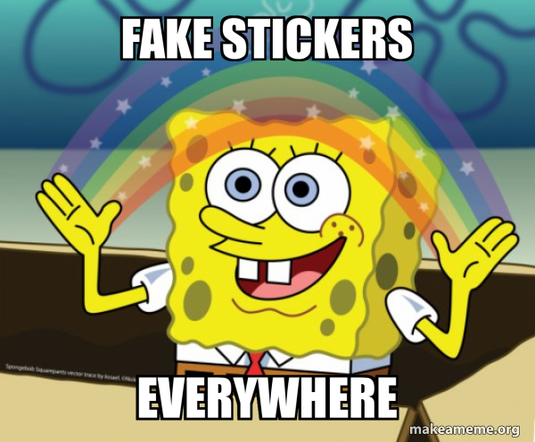FAKE STICKERS EVERYWHERE - Rainbow SpongeBob Meme Generator