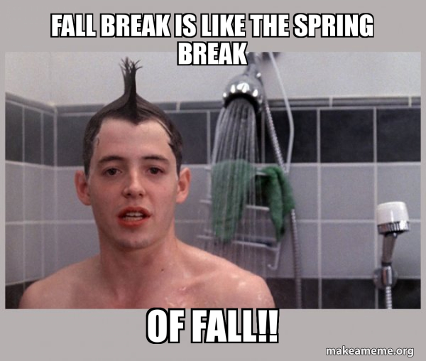 Fall Break is like the Spring Break Of Fall!! - Shower Thoughts Meme ...