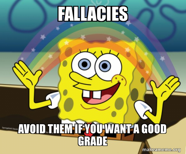 Fallacies avoid them if you want a good grade - Rainbow SpongeBob Meme ...