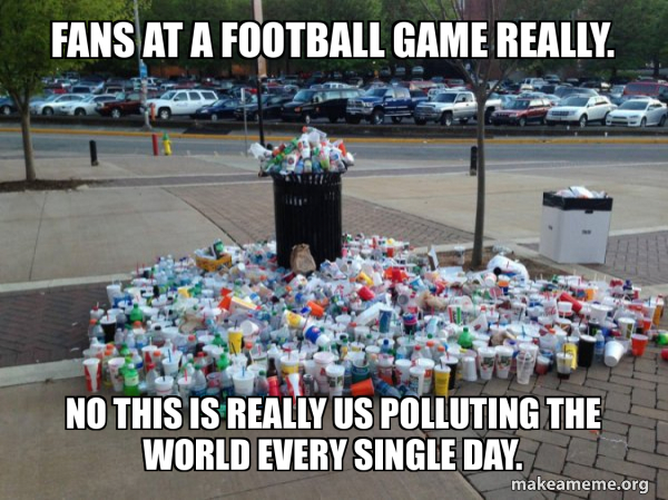 Fans at a football game really. No this is really us polluting the ...