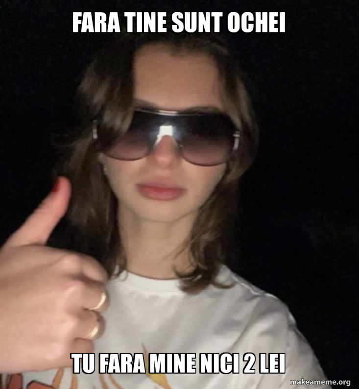 fara tine sunt ochei tu fara mine nici 2 lei Meme Generator