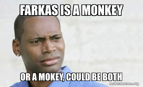farkas is a monkey or a mokey, could be both - Confused Black Man Meme ...