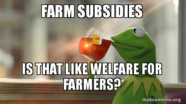 Farm Subsidies Is that like welfare for farmers? - Kermit Drinking Tea ...