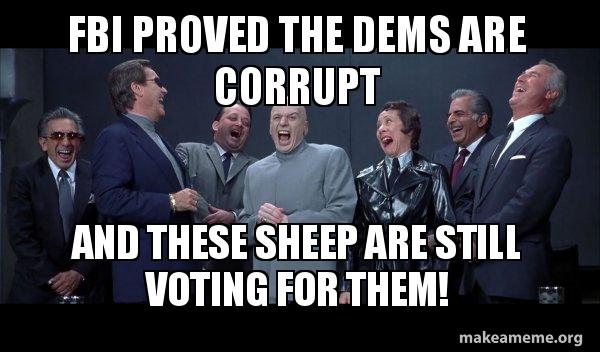 FBI proved the Dems are corrupt and these sheep are still voting for ...