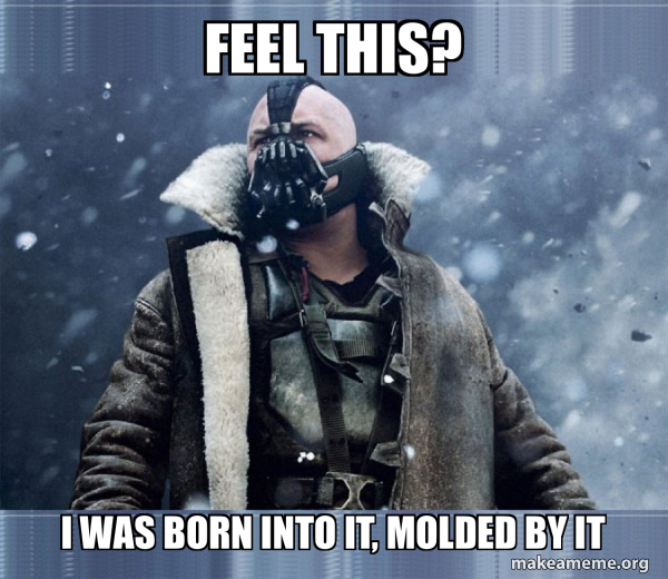 feel this? i was born into it, molded by it - Bane (born into it ...