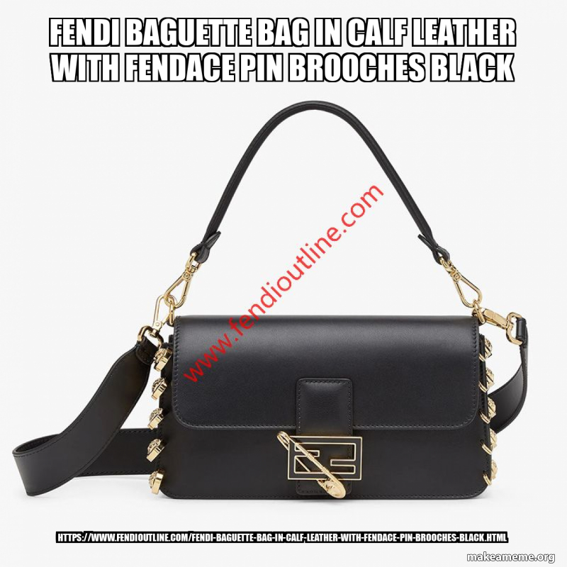 Fendi Baguette Bag In Calf Leather with Fendace Pin Brooches Black ...