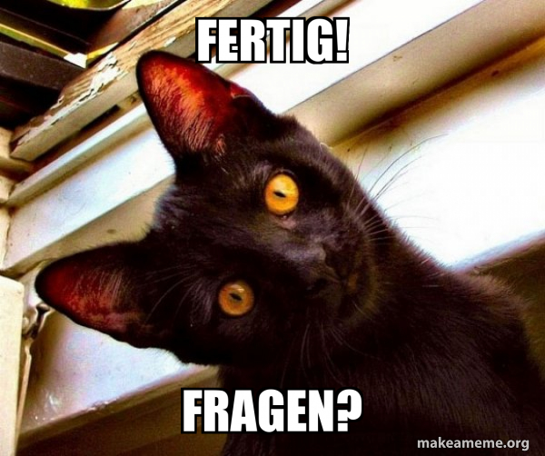 Fertig! Fragen? - Overly Attached Cat Meme Generator