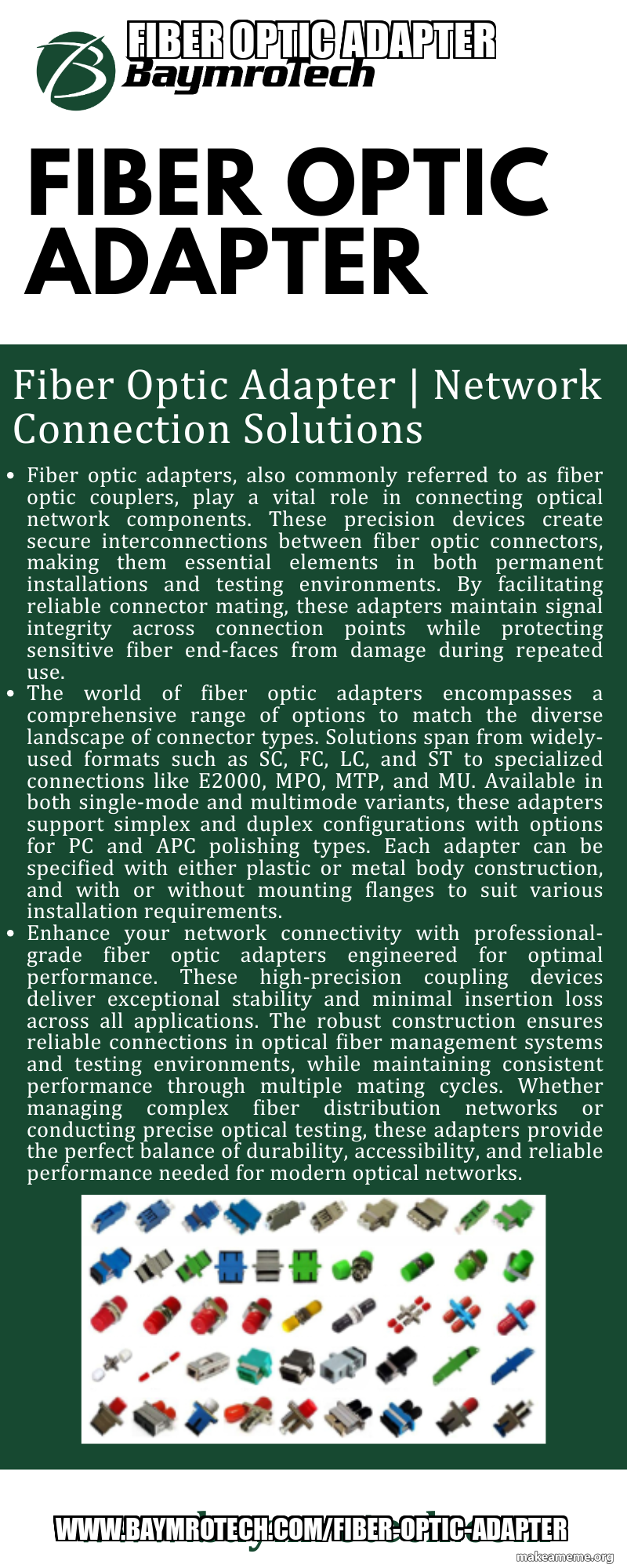 Fiber Optic Adapter www.baymrotech.com/fiber-optic-adapter - Enhance your network connectivity ...
