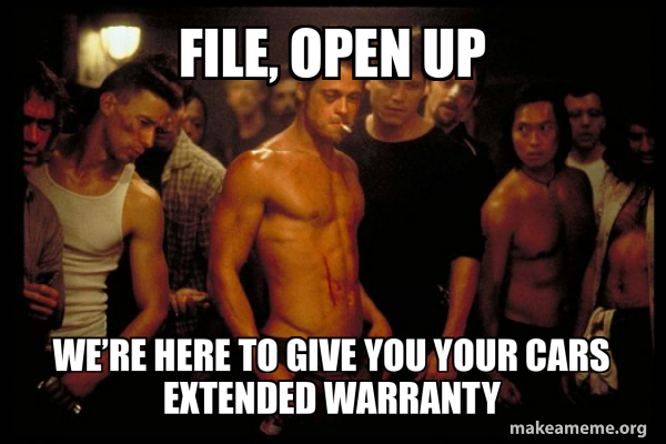file, open up we’re here to give you your cars extended warranty ...