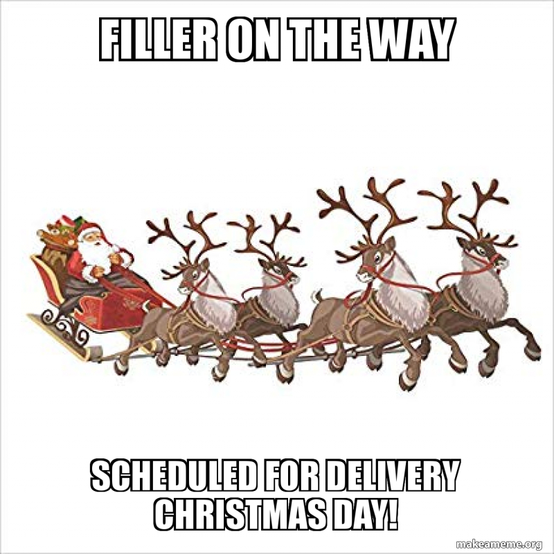 Filler on the way Scheduled for delivery Christmas Day! Meme Generator