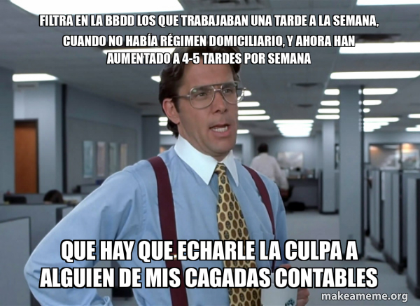 Filtra en la BBDD los que trabajaban una tarde a la semana, cuando no ...