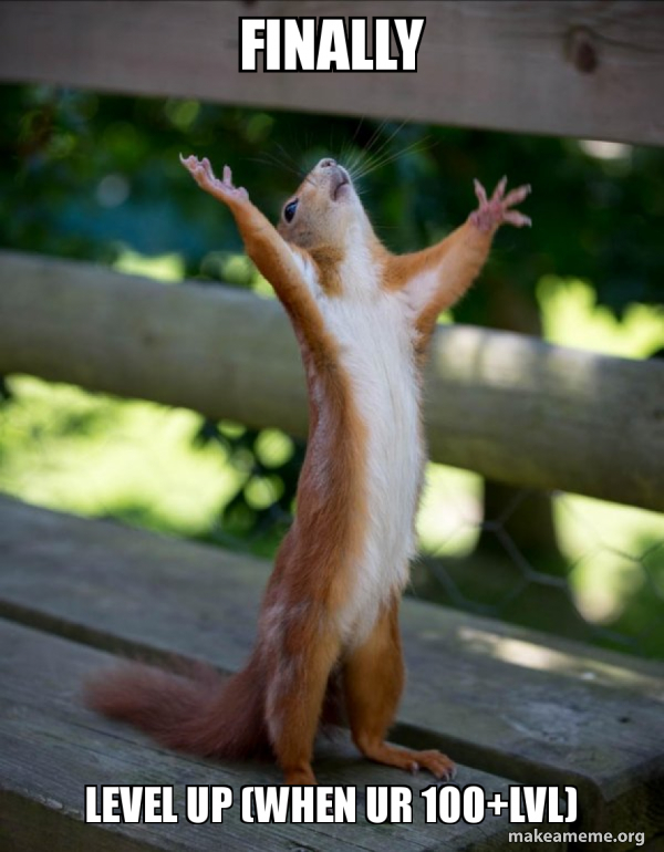 Finally level up (when ur 100+lvl) - Happy Squirrel Meme Generator