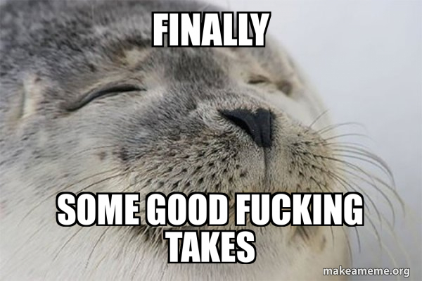 Finally Some good Fucking Takes - Satisfied Seal Meme Generator