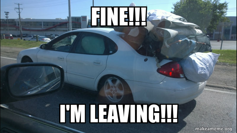 Fine!!! I'M LEAVING!!! Meme Generator