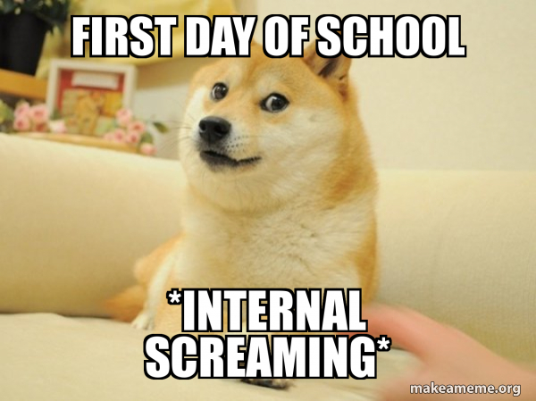 First day of school *internal screaming* - Doge Meme Generator