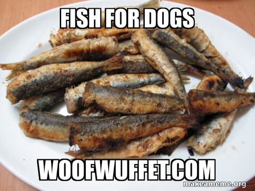 Fish for dogs woofwuffet.com Meme Generator