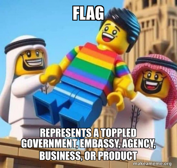 flag represents a toppled government, embassy, agency, business, or ...