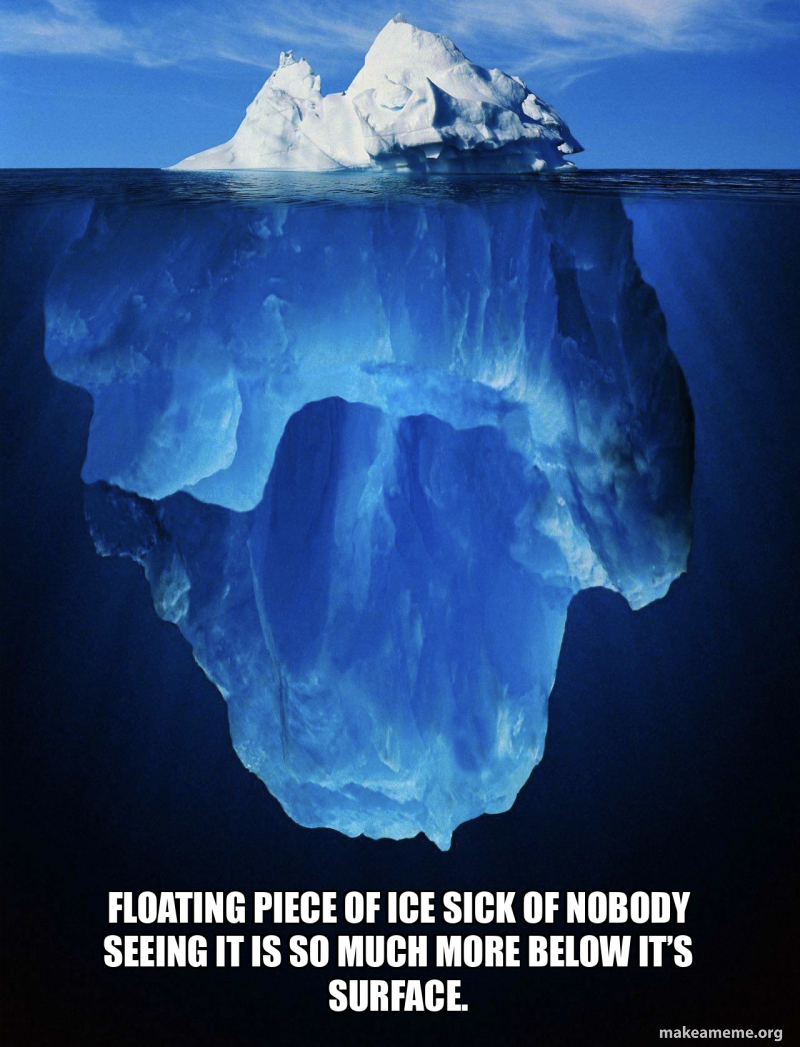 Floating piece of ice siCk of nobody seeinG it is so much more below it ...