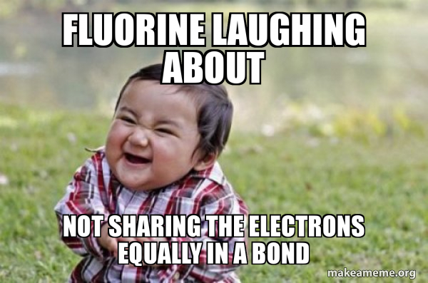 Fluorine laughing about not sharing the electrons equally in a bond ...