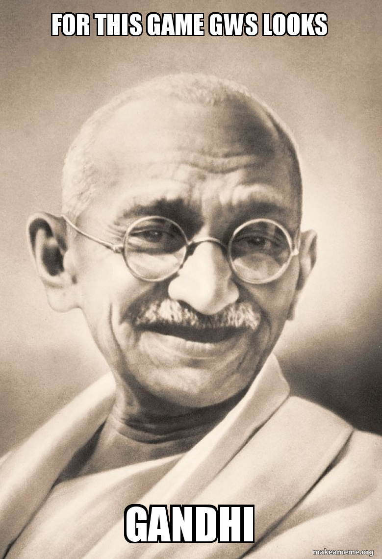 FOR THIS GAME GWS LOOKS GANDHI - Ghandi Meme Generator