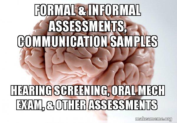 Formal & Informal Assessments, Communication Samples Hearing Screening ...