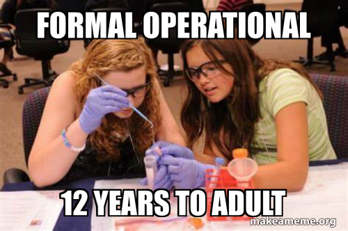 Formal Operational 12 years to adult Meme Generator