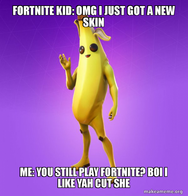 Fortnite kid: OMG I JUST GOT A NEW SKIN Me: You still play fortnite ...