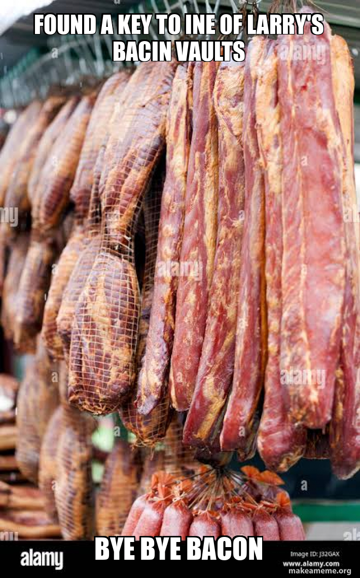 Found a key to ine of Larry's bacin vaults Bye bye bacon Meme Generator