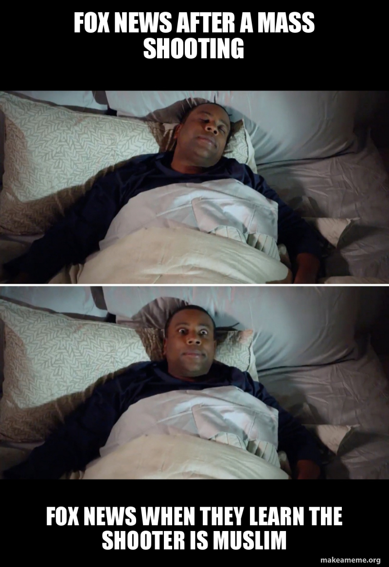 Fox News after a mass shooting Fox News when they learn the shooter is ...