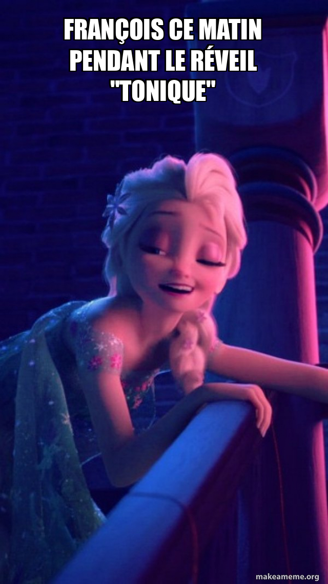 François ce matin pendant le réveil "tonique" - Drunk Elsa Meme Generator