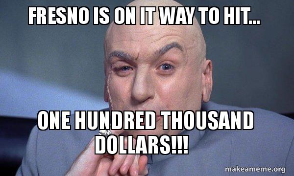 fresno is on it way to hit... one hundred thousand dollars!!! - You ...