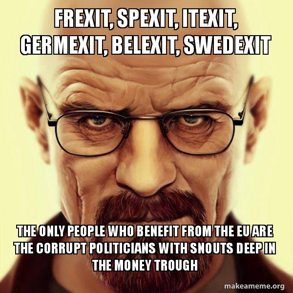 Frexit, spexit, itexit, germexit, belexit, swedexit The only people who ...