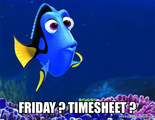 Friday ? TIMESHEET ? - Dory from Nemo (5 second memory) Meme Generator