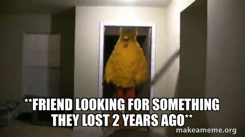 **friend looking for something they lost 2 years ago** Meme Generator