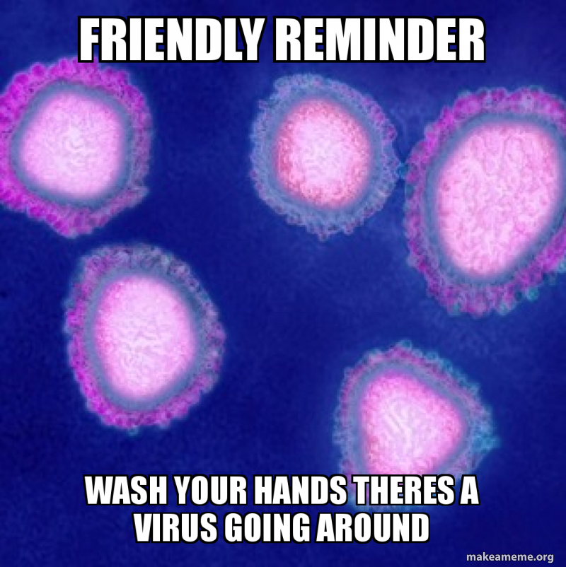 Friendly reminder wash your hands theres a virus going around Meme ...