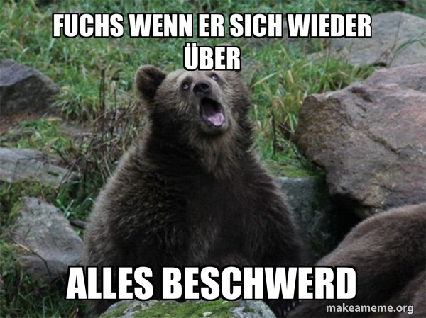Fuchs wenn er sich wieder über alles beschwerd - Sarcastic Bear Meme ...