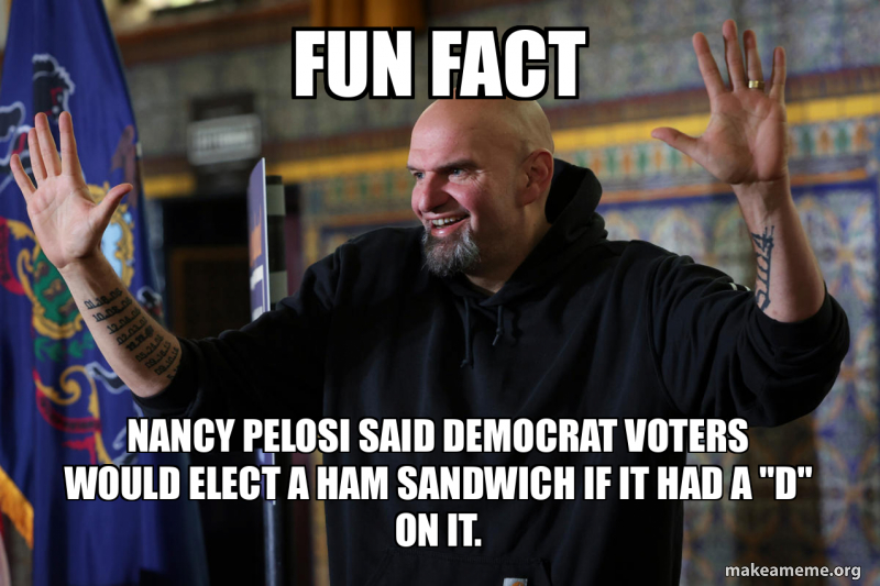 fun fact NANCY PELOSI said democrat voters would elect a ham sandwich ...