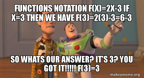 functions notation f(x)=2x-3 if x=3 then we have f(3)=2(3)-3=6-3 So ...