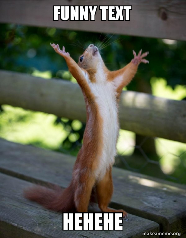 FUNNY TEXT HEHEHE - Happy Squirrel Meme Generator