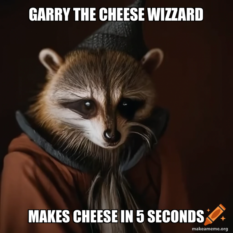 garry the cheese wizzard makes cheese in 5 seconds Meme Generator